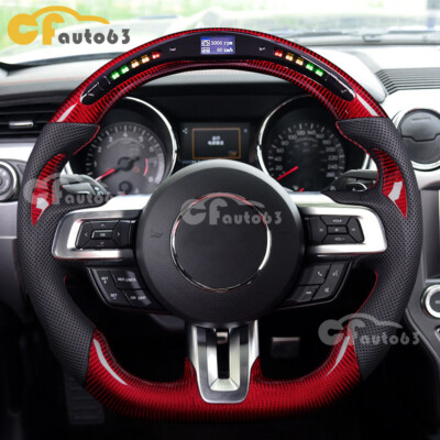 Red Carbon Fiber Smart LED Leather Steering Wheel Fit 2015-2023 Ford ...