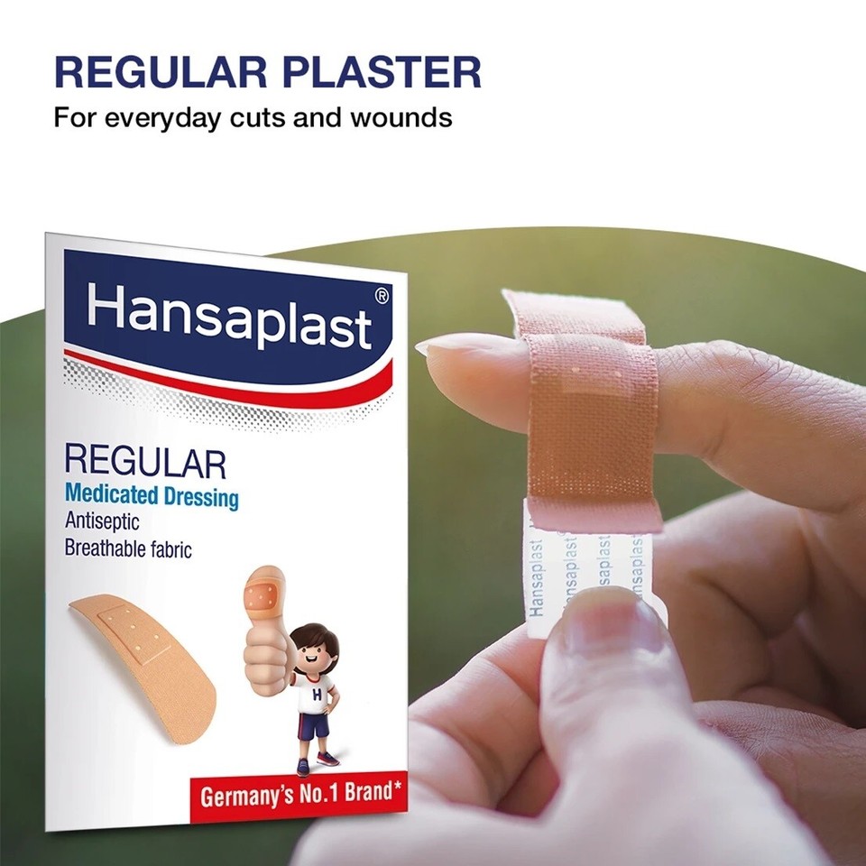 Pack of 100 Hansaplast Regular Antiseptic Ventilated Plaster Band Aid ...