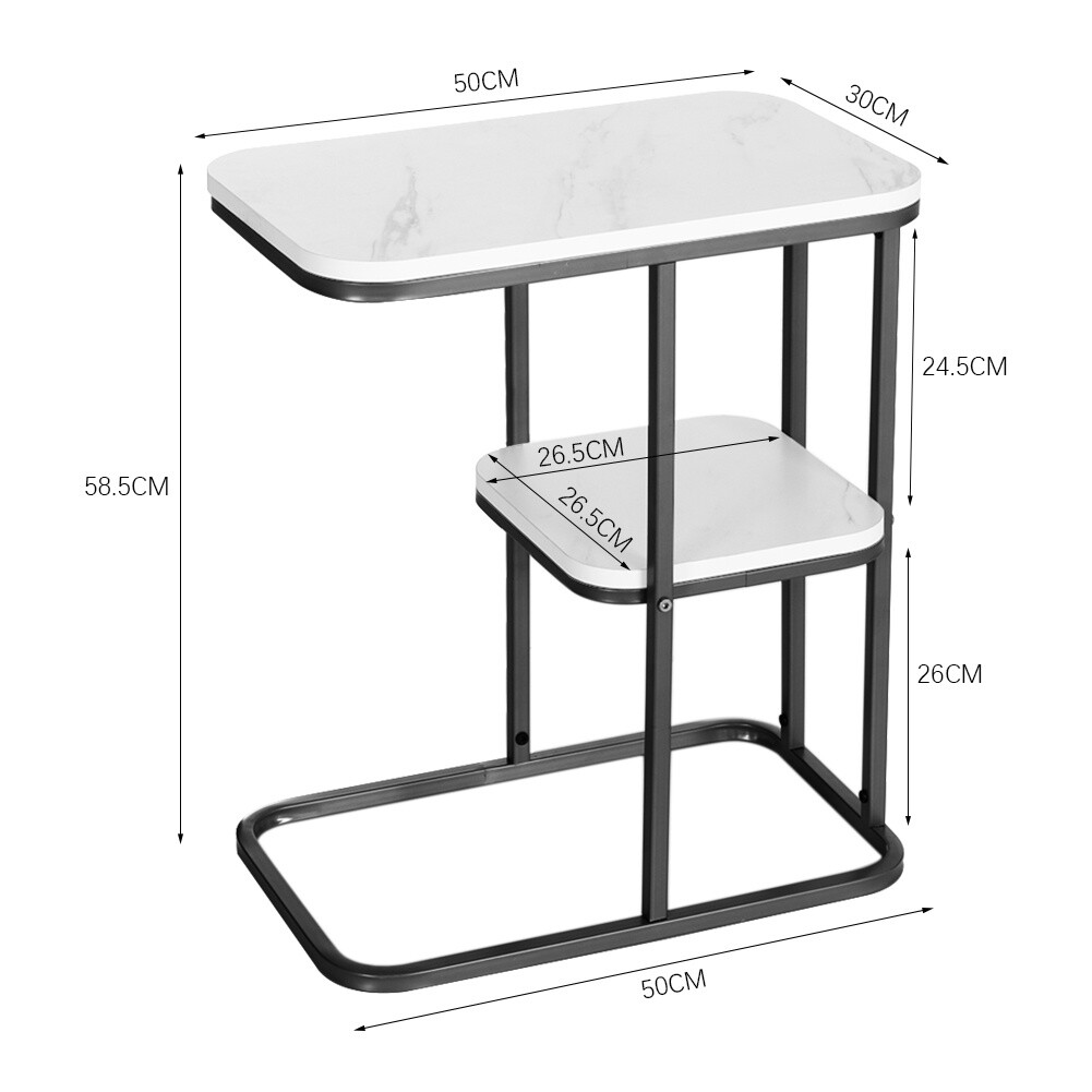 C Shaped Table Laptop Holder 2 Tiers Sofa Side End Accent C Table ...