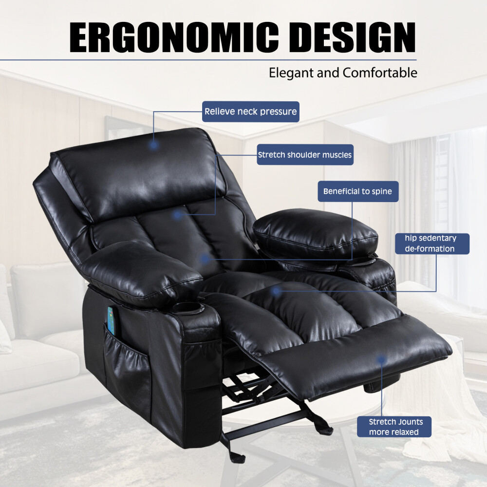 Recliner Sofa Chair Vibratory Massage Rocker Recliner Chairs Remote ...
