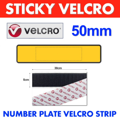 Number Plate Fixing VELCRO® Double Sided 50mm Sticky Pad Strip Hook ...