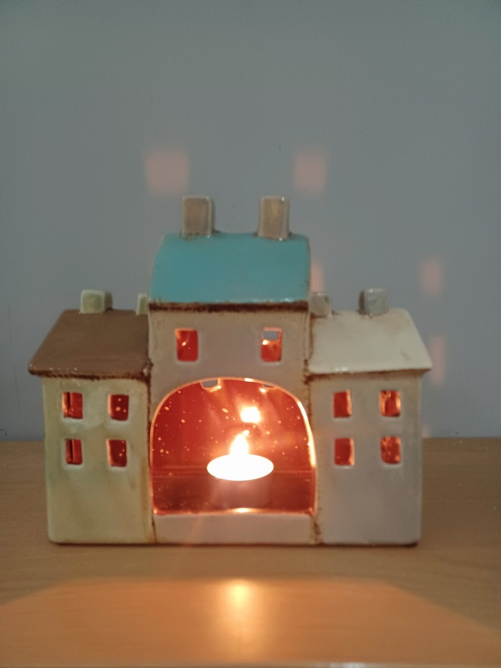 POTTERY VILLAGE THREE HOUSE TEA LIGHT HOLDER By Langs- Ceramic Gift ...