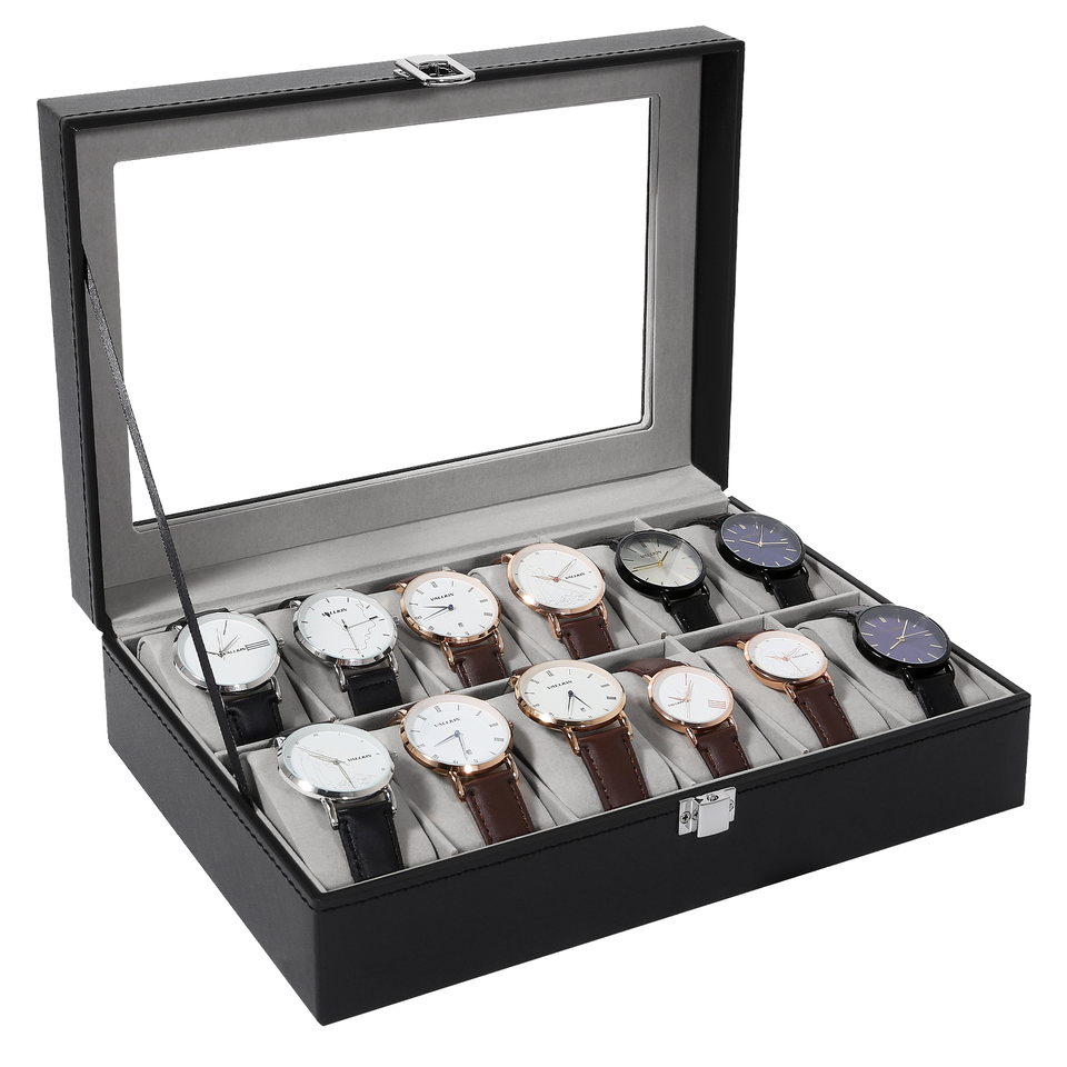 3-6-10-12-24 Slots Watch Box Watch Display Case Jewelry Storage Holder ...