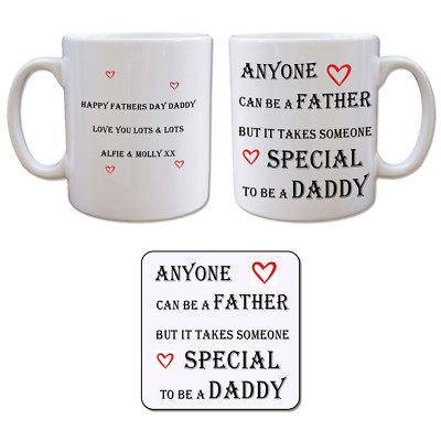Special Daddy Mug & Coaster Gift Set - Hearts Personalised Fathers Day ...
