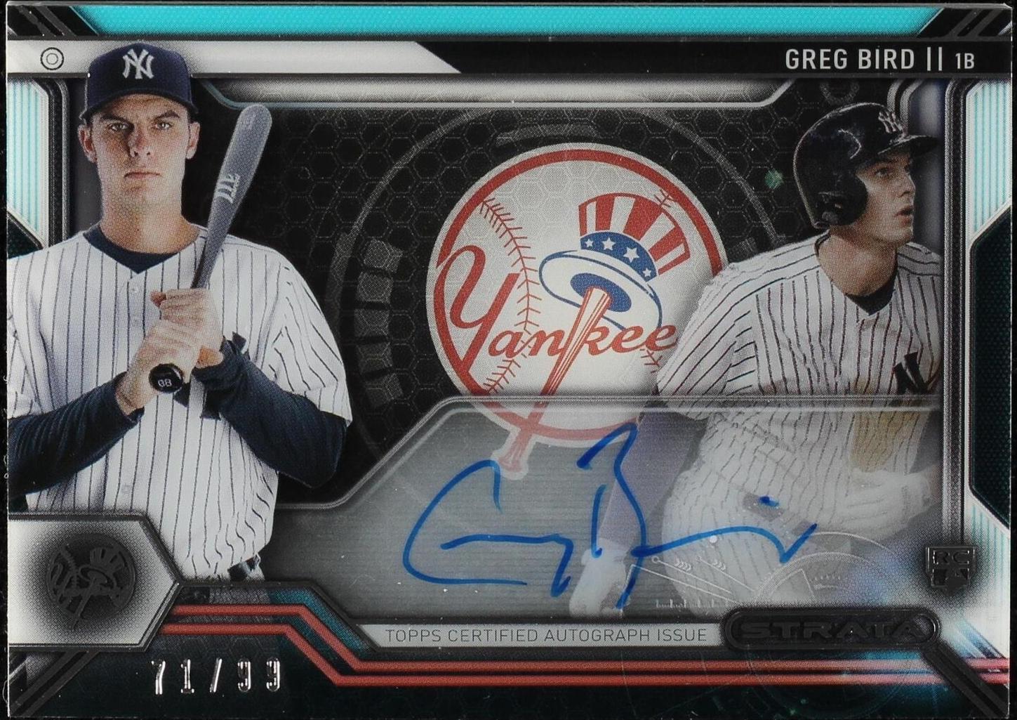 2016 Topps Strata - Signatures Greg Bird #SS-GB /99 (AU, RC) for sale ...