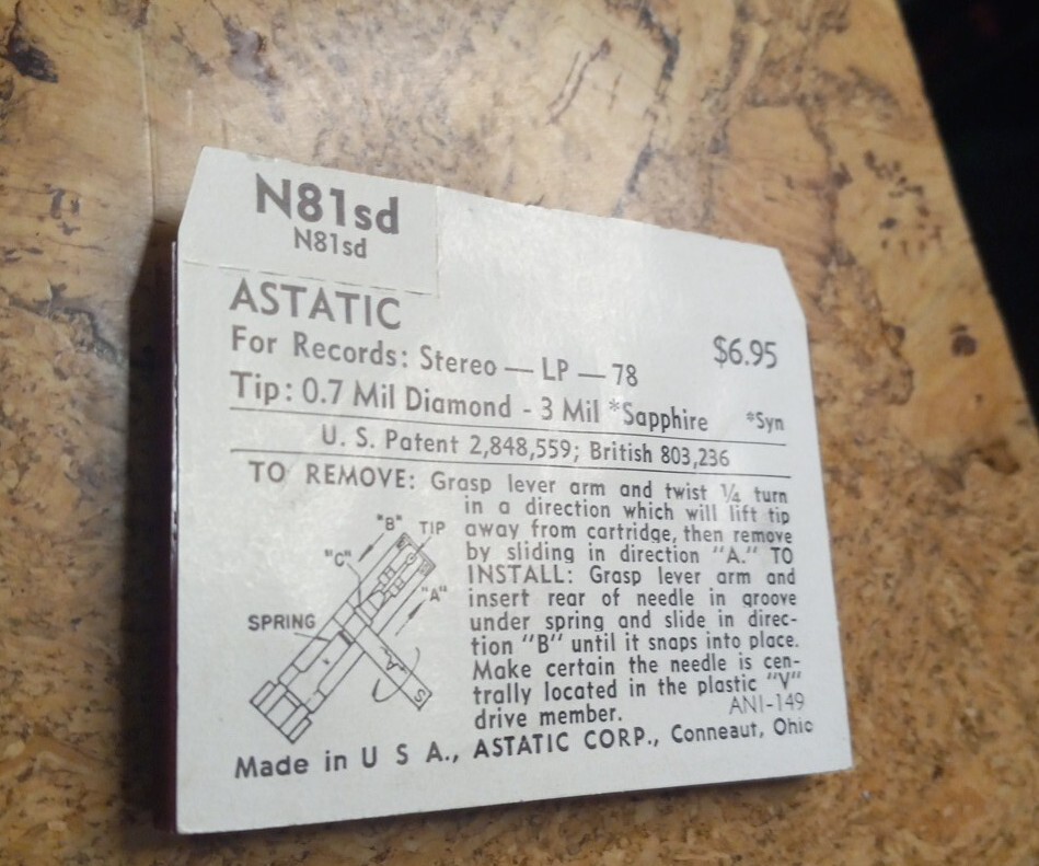 Astatic N81-sd TURNTABLE STYLUS PHONOGRAPH NEEDLE 78 RPM -168-ds73 | eBay