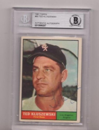 1961 TOPPS TED KLUSZEWSKI ANGELS SIGNED CARD BECKETT AUTHENTIC AUTO ...