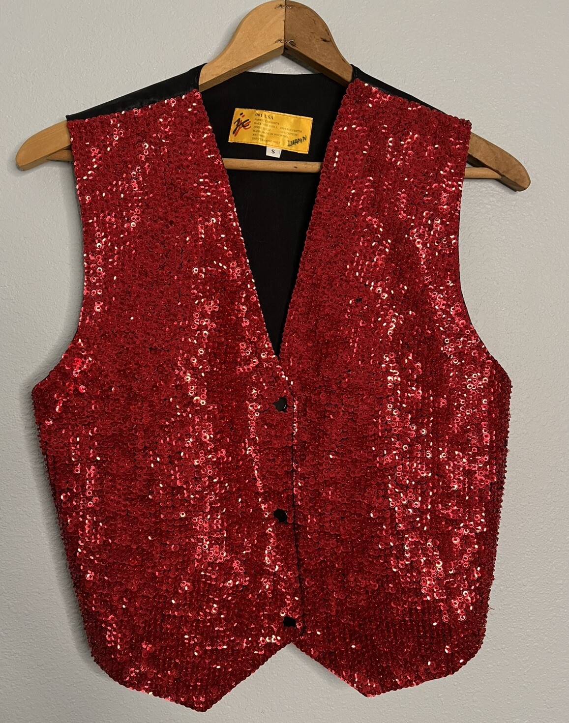 JC Brand 001 USA Vintage Sequin Vest Snap Formal Red … - Gem