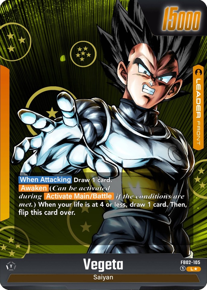 Dragon Ball Super Fusion World Vegeta FB02-105 Leader Custom Art | eBay