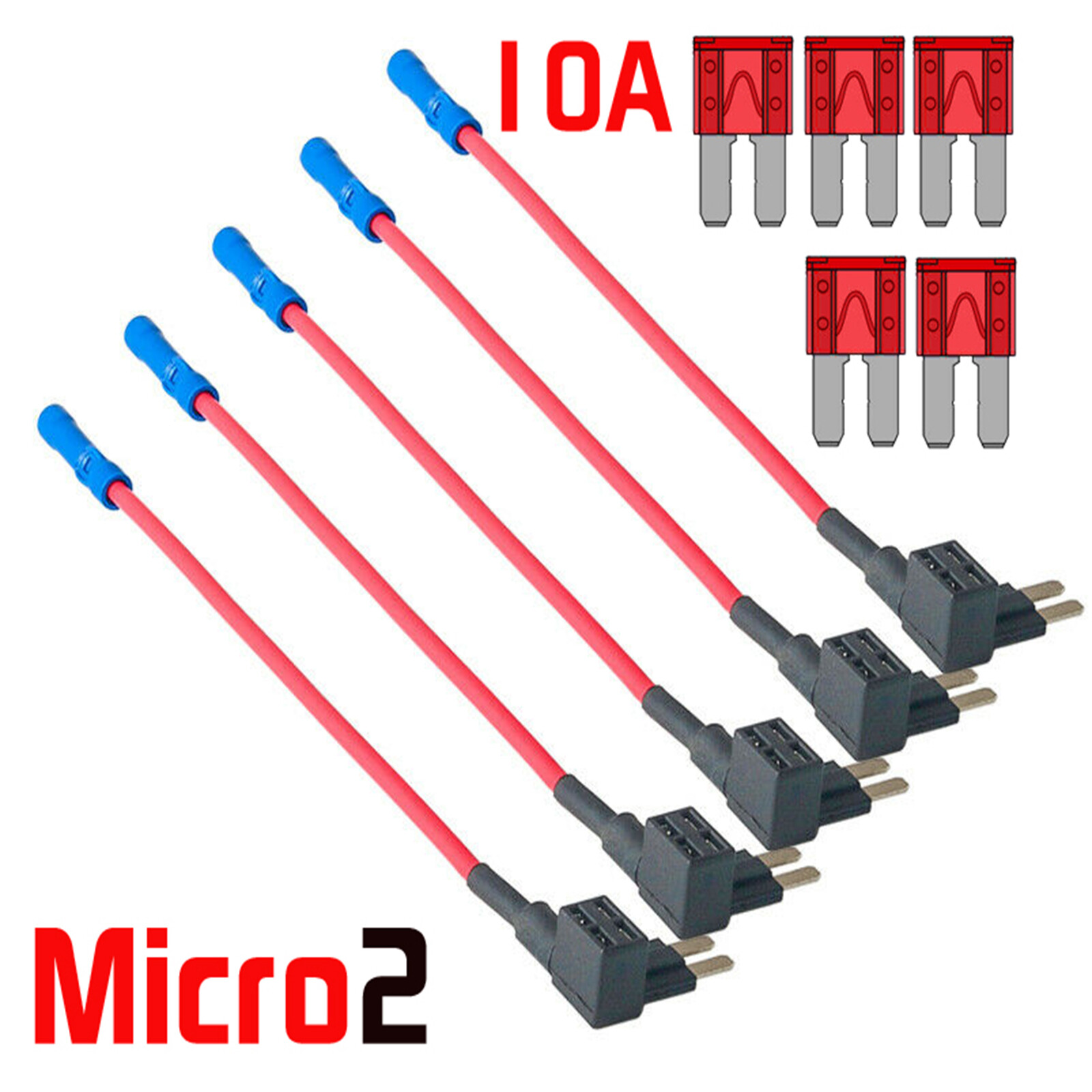 5x Add A Circuit Piggy Back Fuse Tap Mini 10A Blade Fuse Holder ATM APM ...