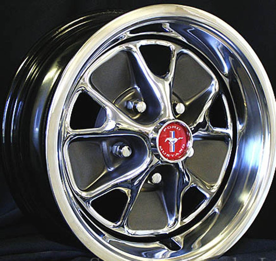 NEW! 1966 Mustang Style Steel GT Wheels 14" x 5" Set of Complete W ...