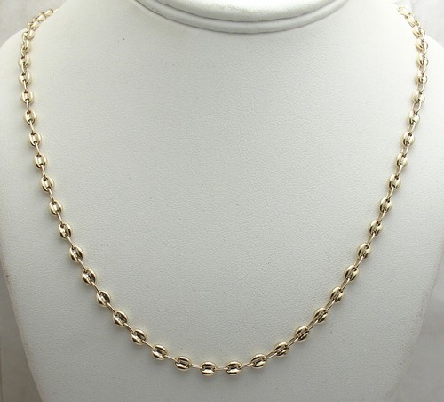 5mm Puffed Mariner Anchor Link Chain Necklace Lobster Lock Real 10K ...