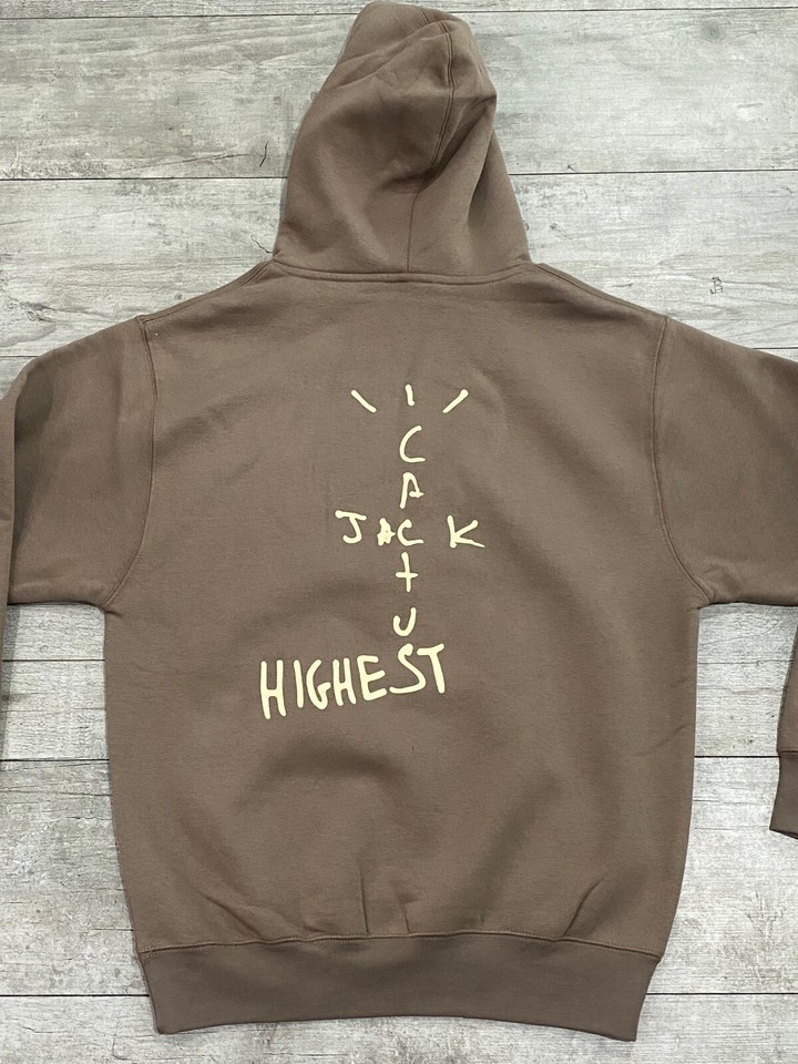 Cactus Jack No String Savanna Brown Highest Back Print Hoodie Travis ...