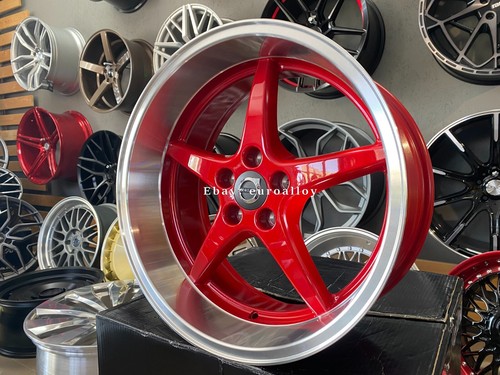 4x Neuf 18 inch 5x108 8.5J ET6 Ocean DTM Style Rouge Position Plat ...