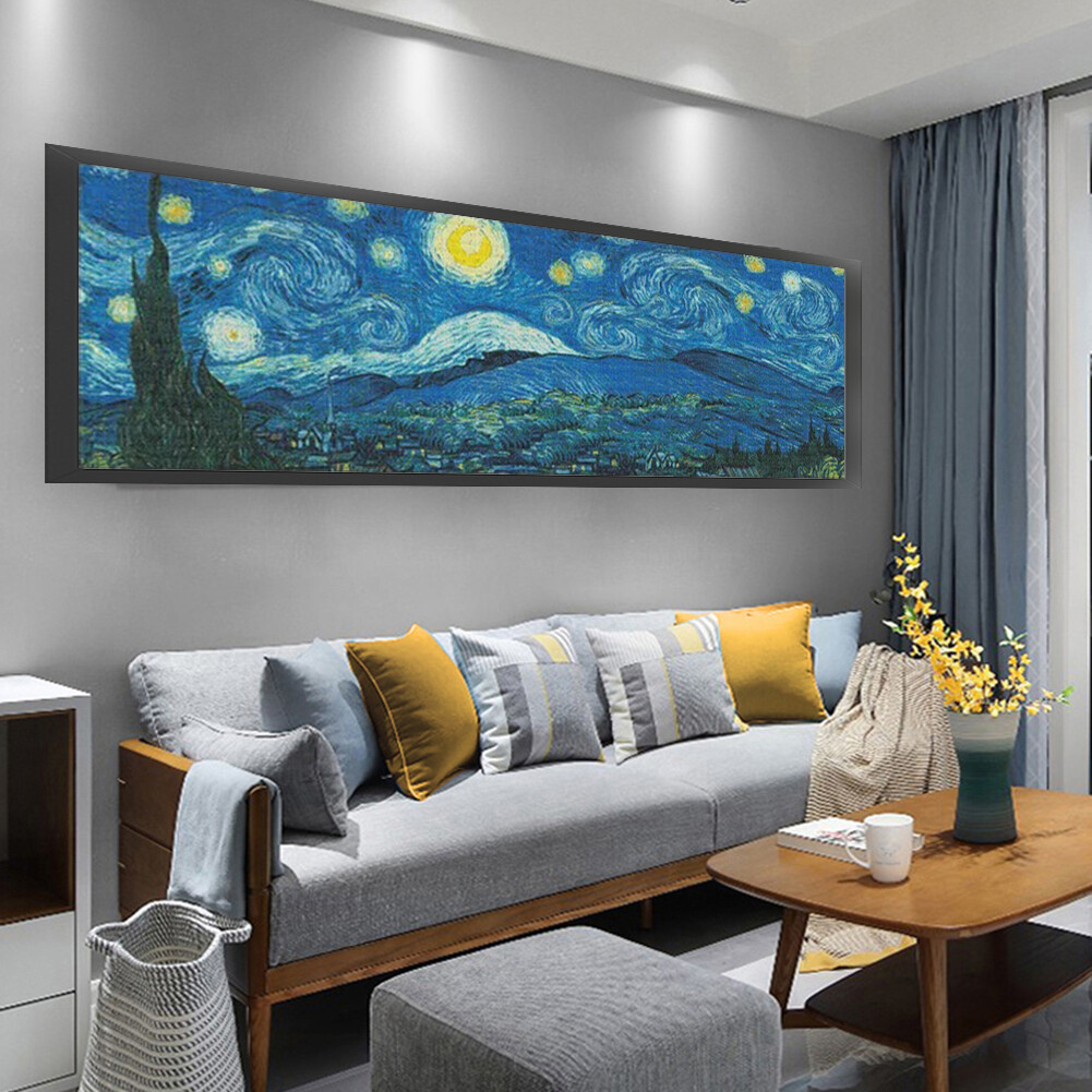 Full Embroidery Eco-cotton Thread 14CT Printed Starry Night Cross ...