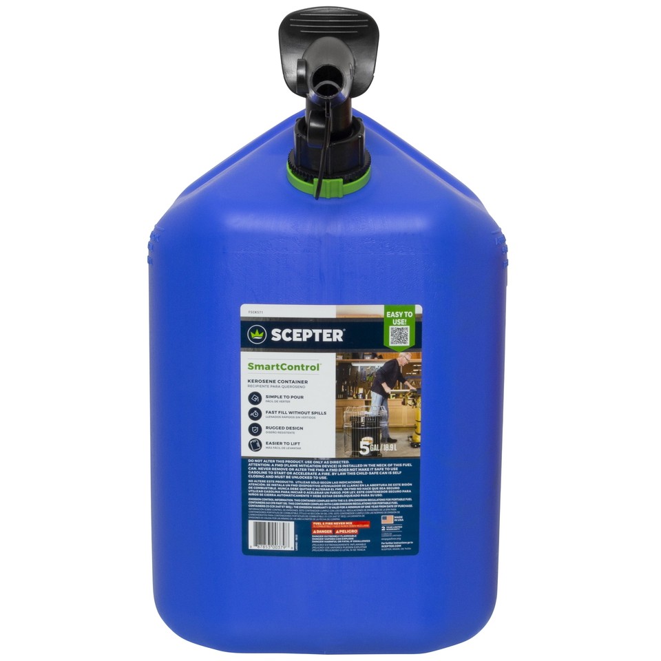 5 Gallon SmartControl Dual Handle Kerosene Fuel Container, Blue Gas Can ...