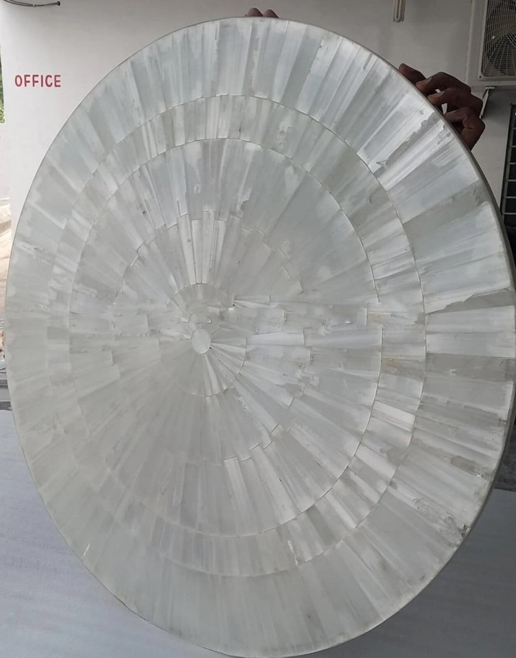 Buy Round Selenite Gemstone Coffee Table Tops Home Decor | eBay