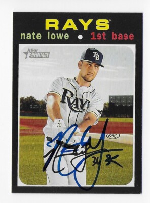 2020 TOPPS HERITAGE #220 NATE LOWE RAYS RANGERS AUTOGRAPHED SIGNED ...