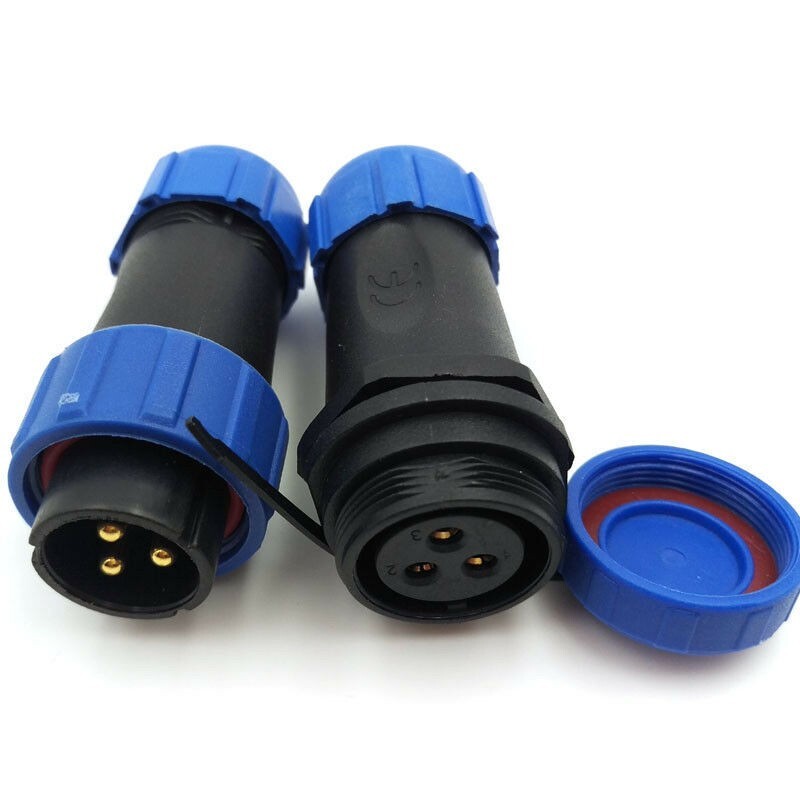 Panel Mount Waterproof Cable Connector Plug Socket 3Pin 30A Gold Plated ...