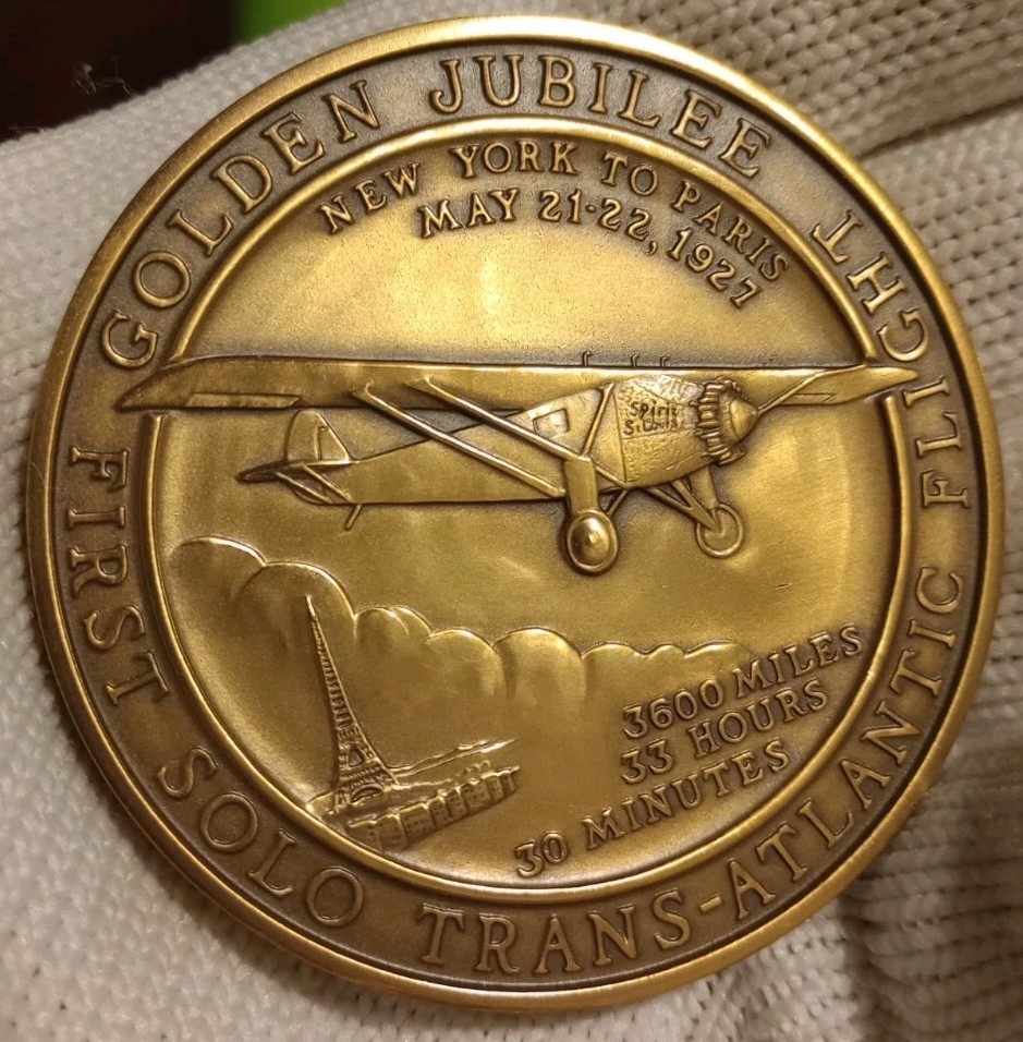 Charles A Lindbergh Solo Flight Commemorative Bronze Medallion 2.5 ...