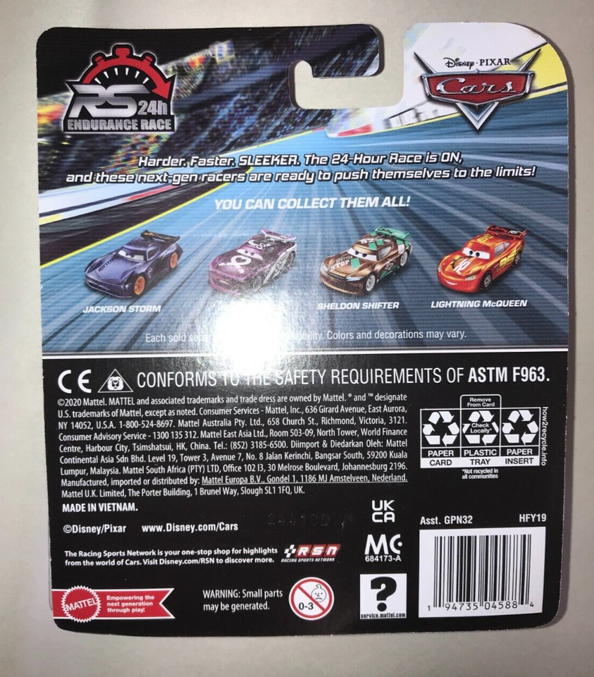 Disney Pixar Cars RS 24h Endurance Race MICHAEL ROTOR Diecast Next Gen ...