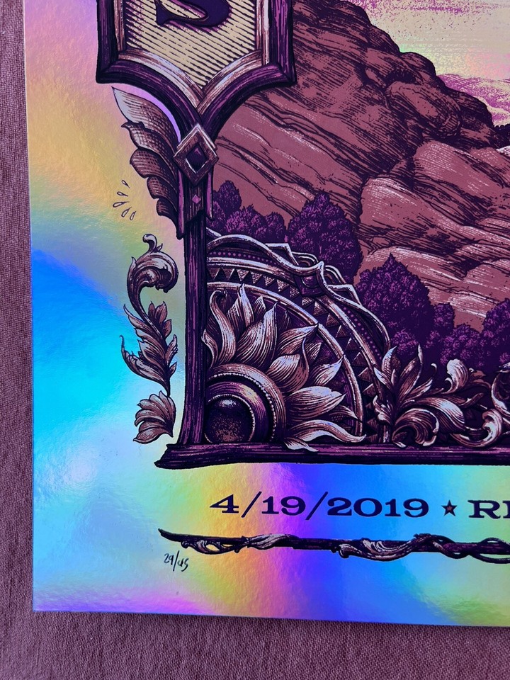311 Red Rocks 4/19/19 AE Sonic Warm Foil Poster NC Winters S/N x/45 NCW ...