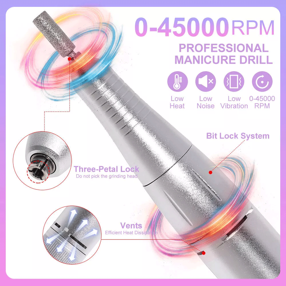 45000RPM Rechargeable Electric Nail Drill Machine Portable Manicure Pedicure Kit | eBay