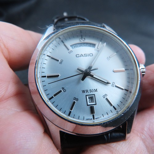 MTP-1370 Casio Daydate Black Dial Quartz Men Watch | eBay