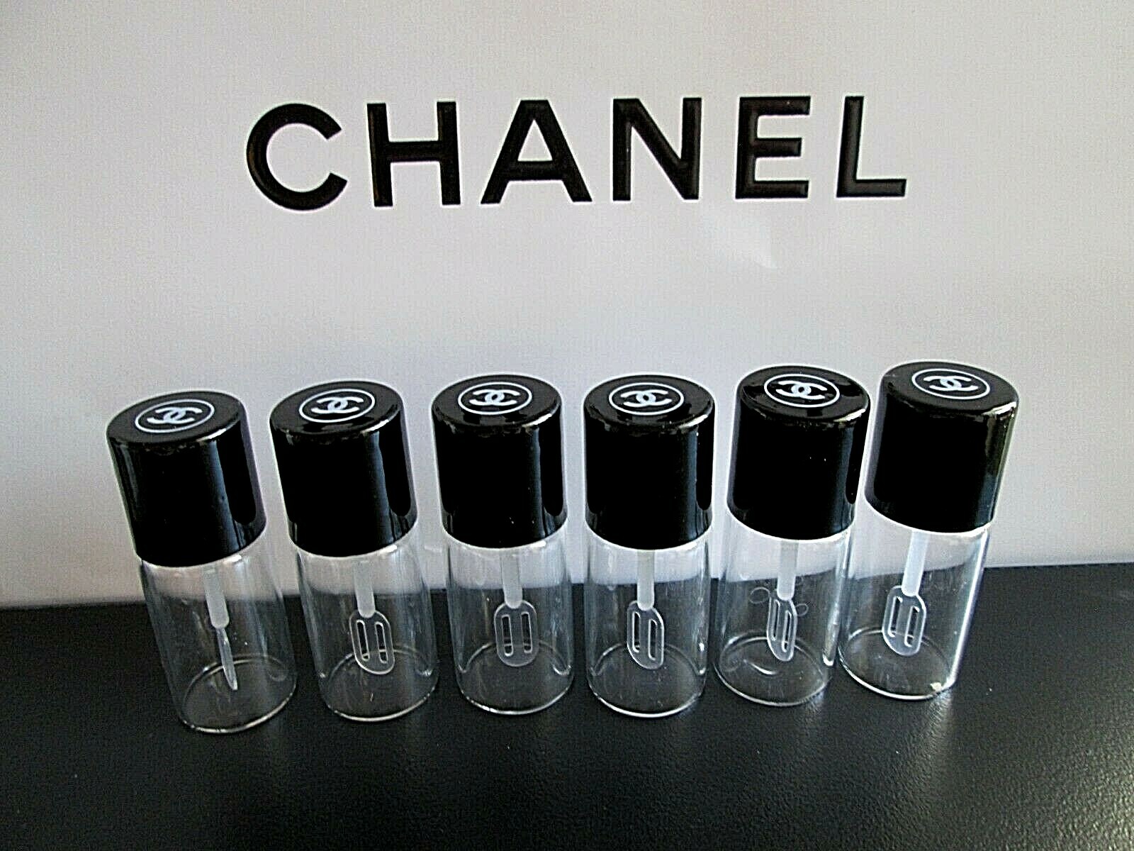 SET OF 6 CHANEL EMPTY GLASS TRAVEL SIZE SKIN CARE MAKEUP SAMPLE JARS ...