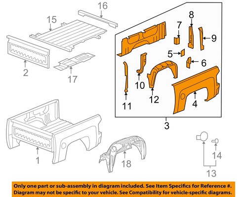GM OEM 07-14 Sierra 1500 Pick Up Box Pick Up Box Components-Side Panel ...