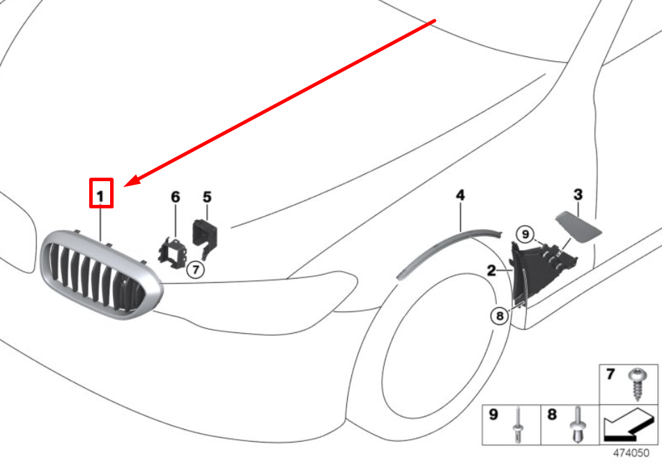 BMW 5 G30 Stoßfängergitter vorne links 7473701 51137473701 NEU ORIGINAL ...