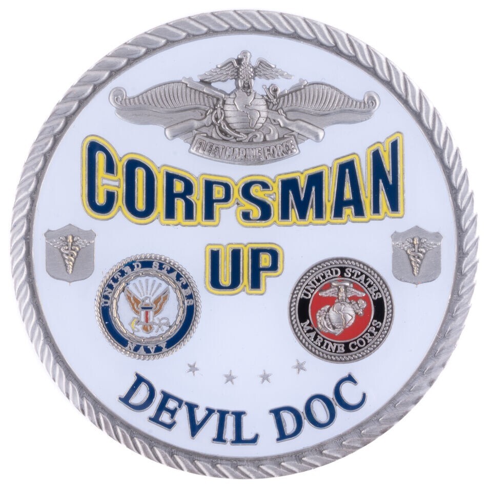 NAVY MARINE CORPS CORPSMAN UP DEVIL DOC 1.75" CHALLENGE COIN | eBay