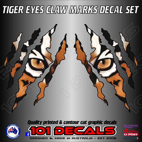 Tiger eyes scratch claw marks vinyl decal sticker set for caravan ...