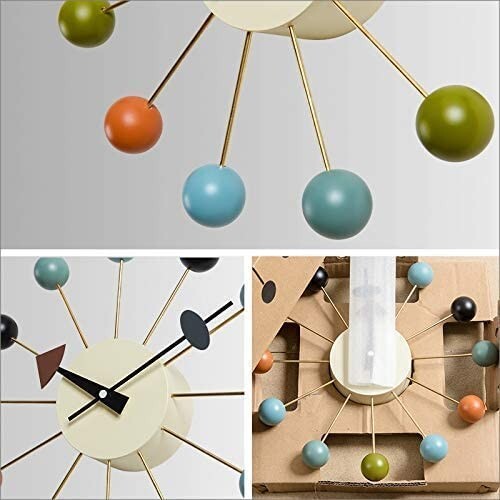 Wood Ball Wall Clock 13 in George Nelson Style Mid Century Modern ...