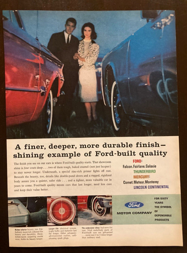 1955 FORD FALCON/THUNDERBIRD & PALL MALL FULL-Page color Time Magazine ...