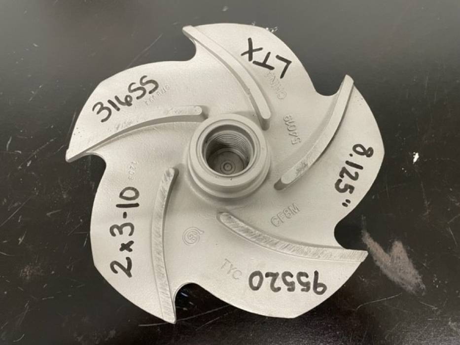 Goulds 3196LTi 2x3-10 ANSI Impeller, 316SS, 8.125"dia, Pattern No ...