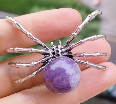 Amethyst Pendant Spider Gems Amulet Magic Energy Luck Charm | eBay
