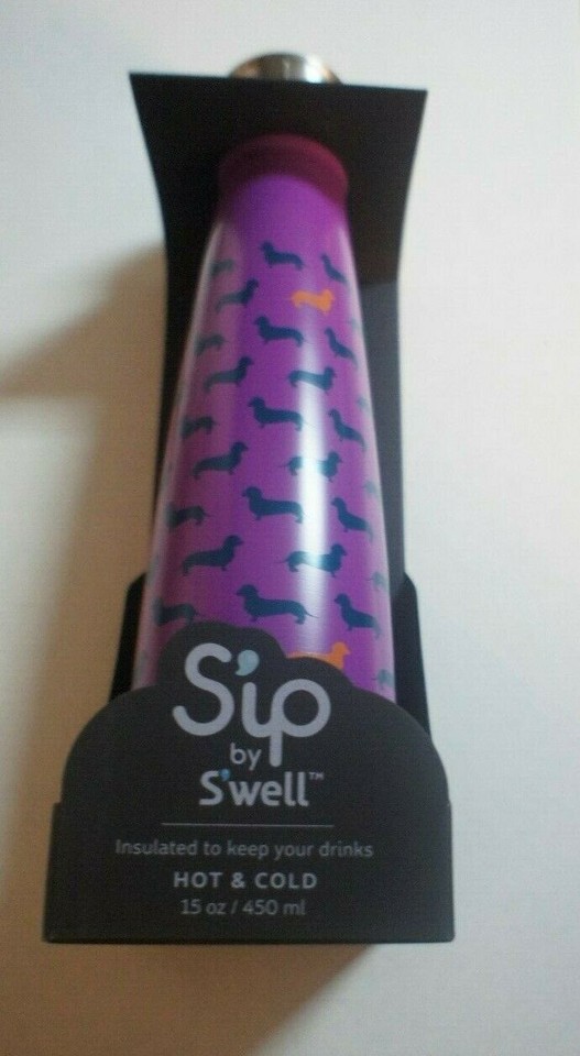 Sip by Swell Insulated Water Bottle Top Dog 15oz Hot & Cold Purple ...
