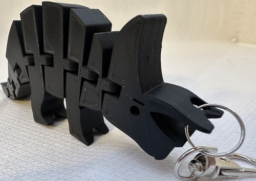 3D Printed Flexi Triceratops Keychain Dinosaur Fidget Black | eBay