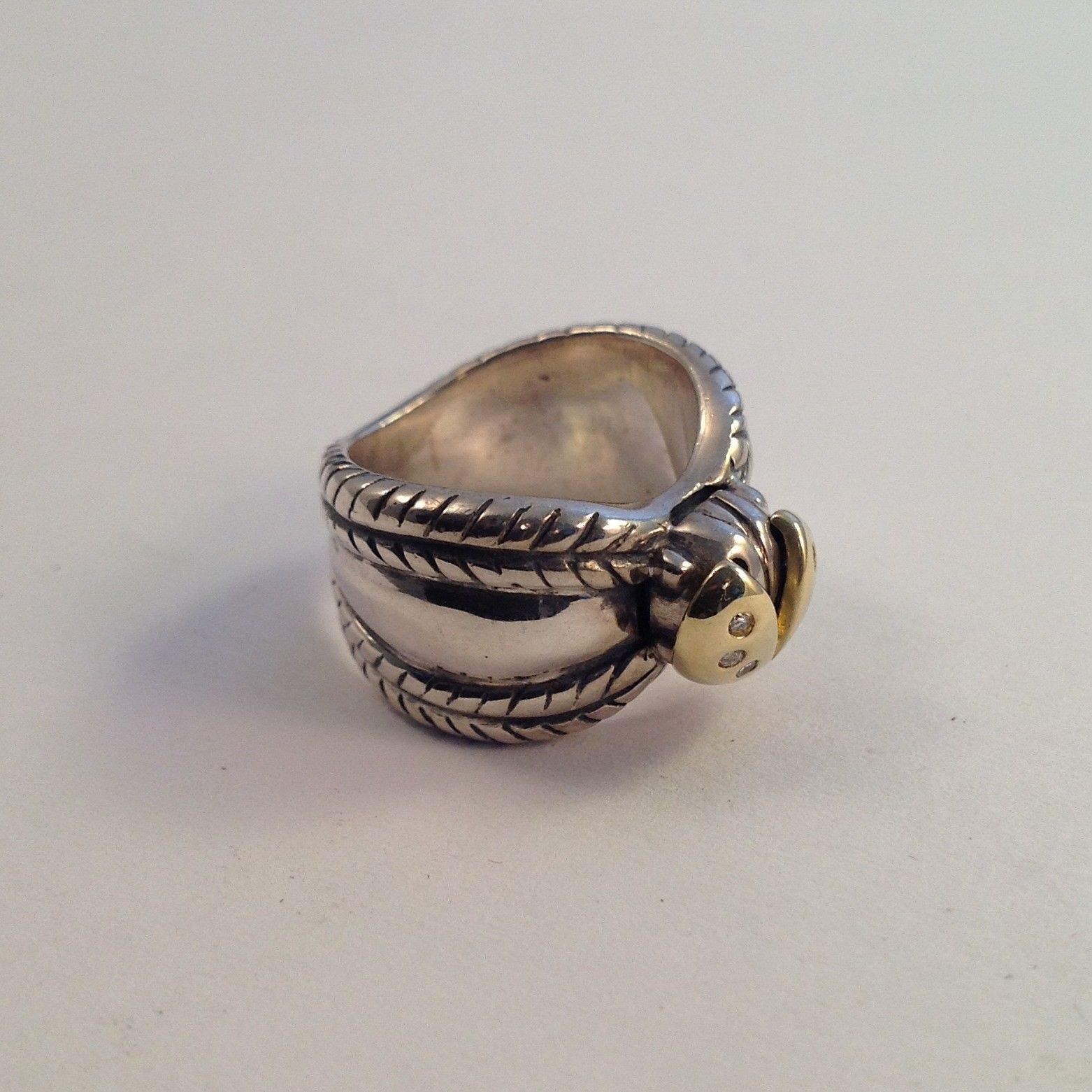 SAINT by Sarah Jane DELANEY Sterling & 18k DIAMOND Ladybug RING Size 5. ...