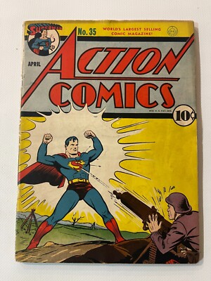 Action Comics # 35 VG DC Golden Age Comic Book WW2 Cover Superman ...