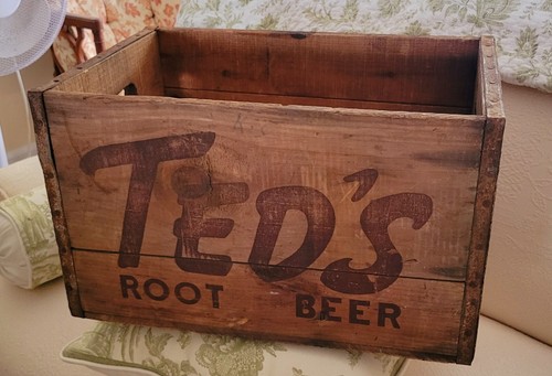 1950's TED WILLIAMS - TED'S ROOT BEER - WOODEN SODA CRATE - BOSTON RED ...