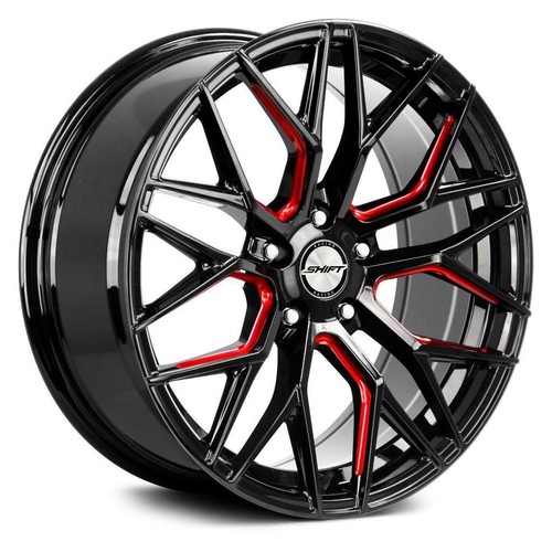 20 inch 20x8.5 Shift SPRING Candy Red Black wheels rims 5x4.5 5x114.3 ...