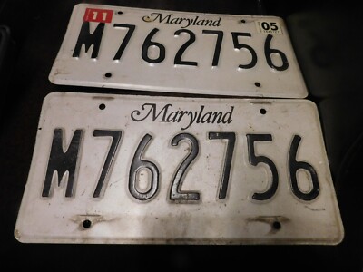 Maryland License Plates Pair MD Tags #M762756 - 2005 | eBay