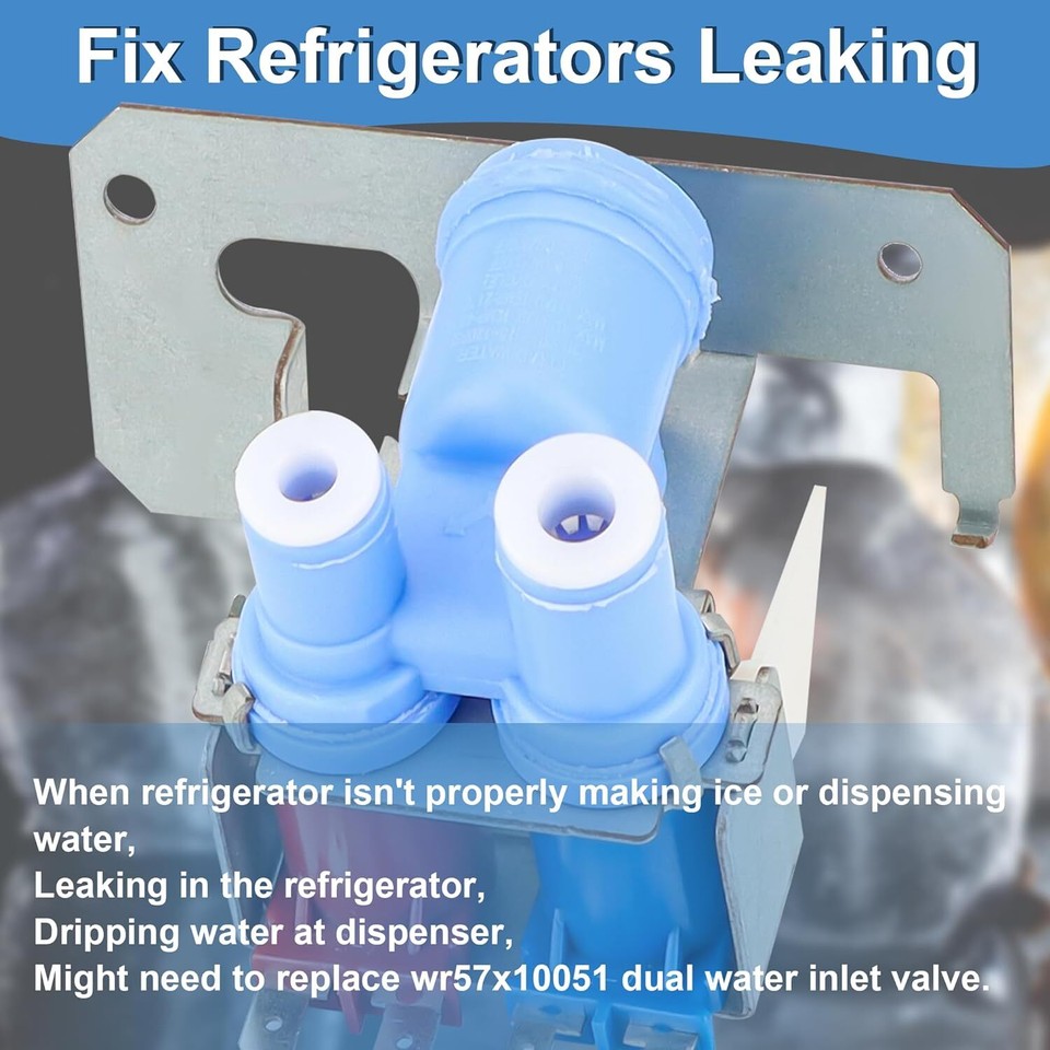Refrigerator Dual Water Fill Inlet Valve Kit Ice Maker Genuine ...