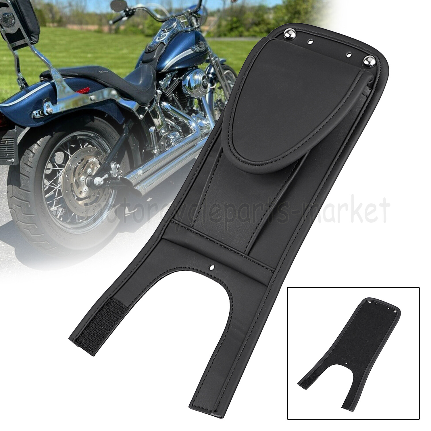 Black Tank Bib W/ Pouch for Harley Heritage Softail Springer FatBoy ...