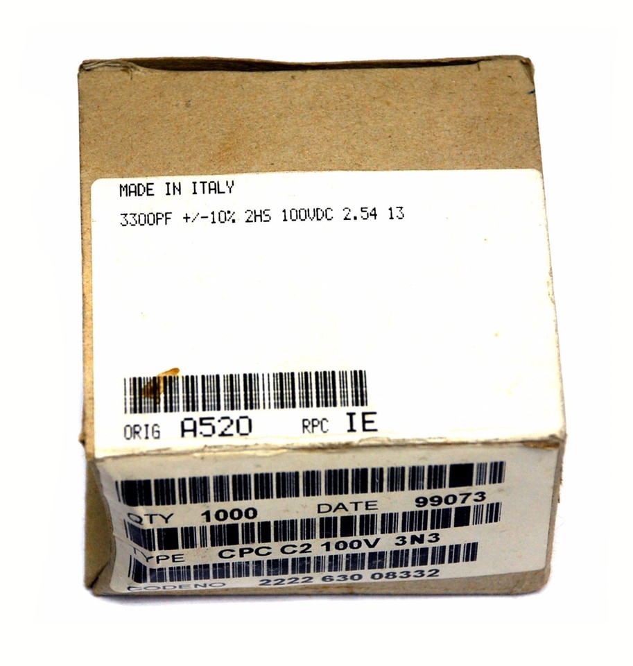 100pc Philips NPO NP0 2HS Capacitor 3n3 3300pF K ±10% 100V Italy | eBay