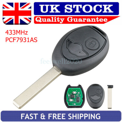 433MHz For BMW Mini Cooper R50 R53 S 2001-2005 2 Button Remote Key Fob ...