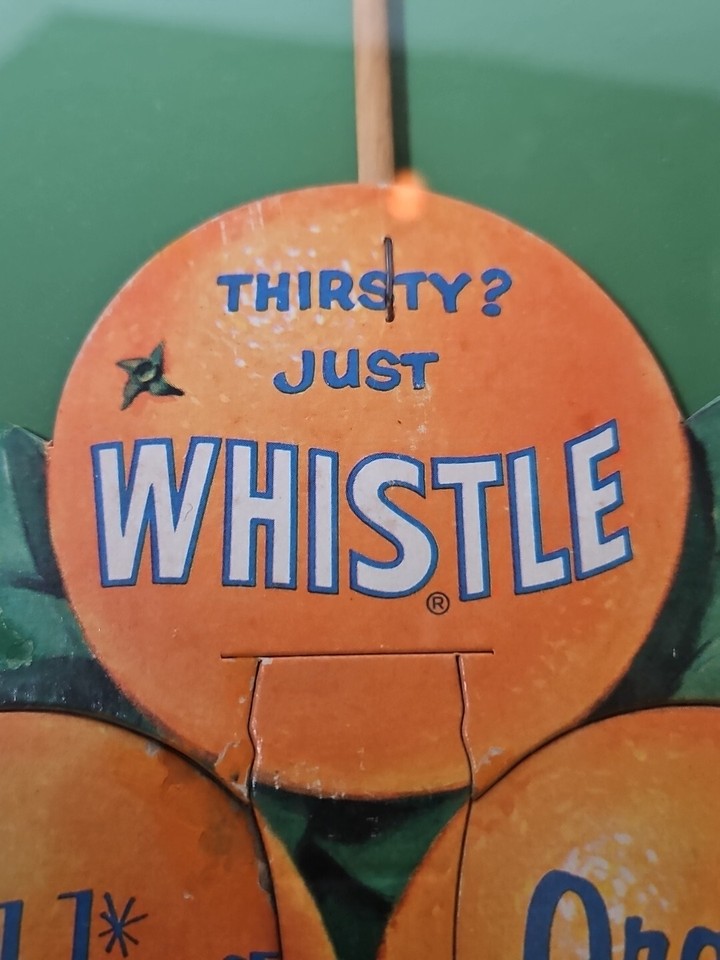 1940's Whistle Orange Soda Advertising Sign Bottle Display Unpunched ...