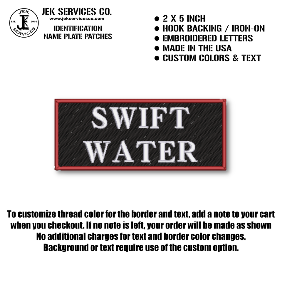 Name Plate Patches, 2 X 5", Standard Versions or Custom, Hook & Loop ...